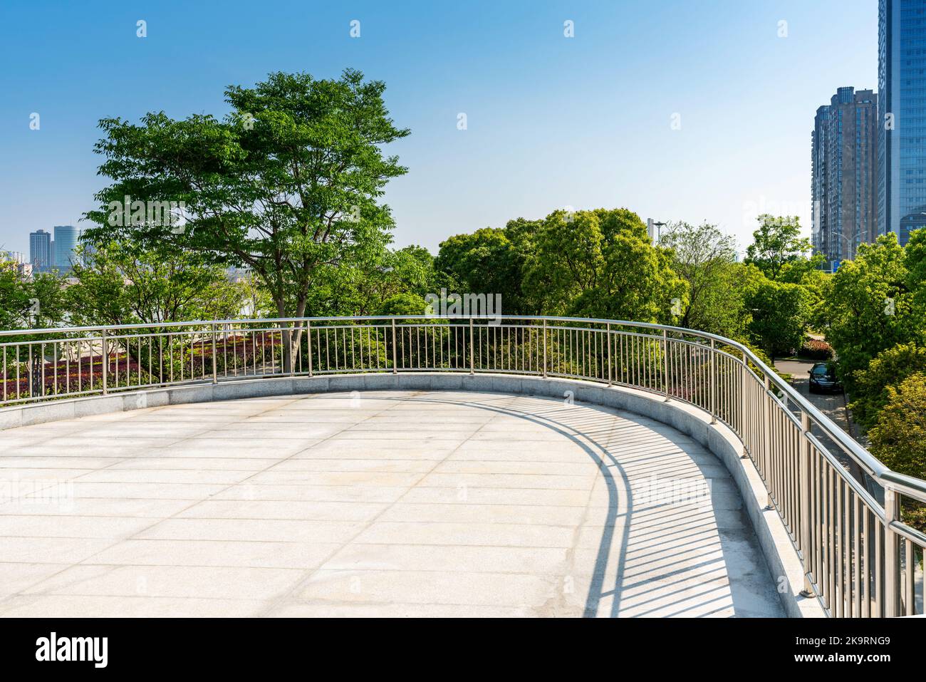 City square platform and panoramic view of the city Stock Photo - Alamy