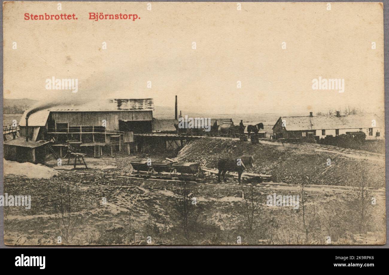 Horse -drawn freight wagons at Björnstorp quarry Stock Photo - Alamy