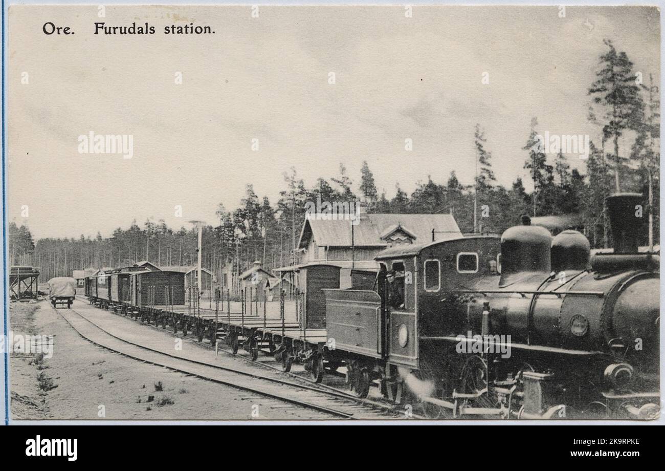 Steam locomotive with wagons on the track in Furudal Stock Photo - Alamy