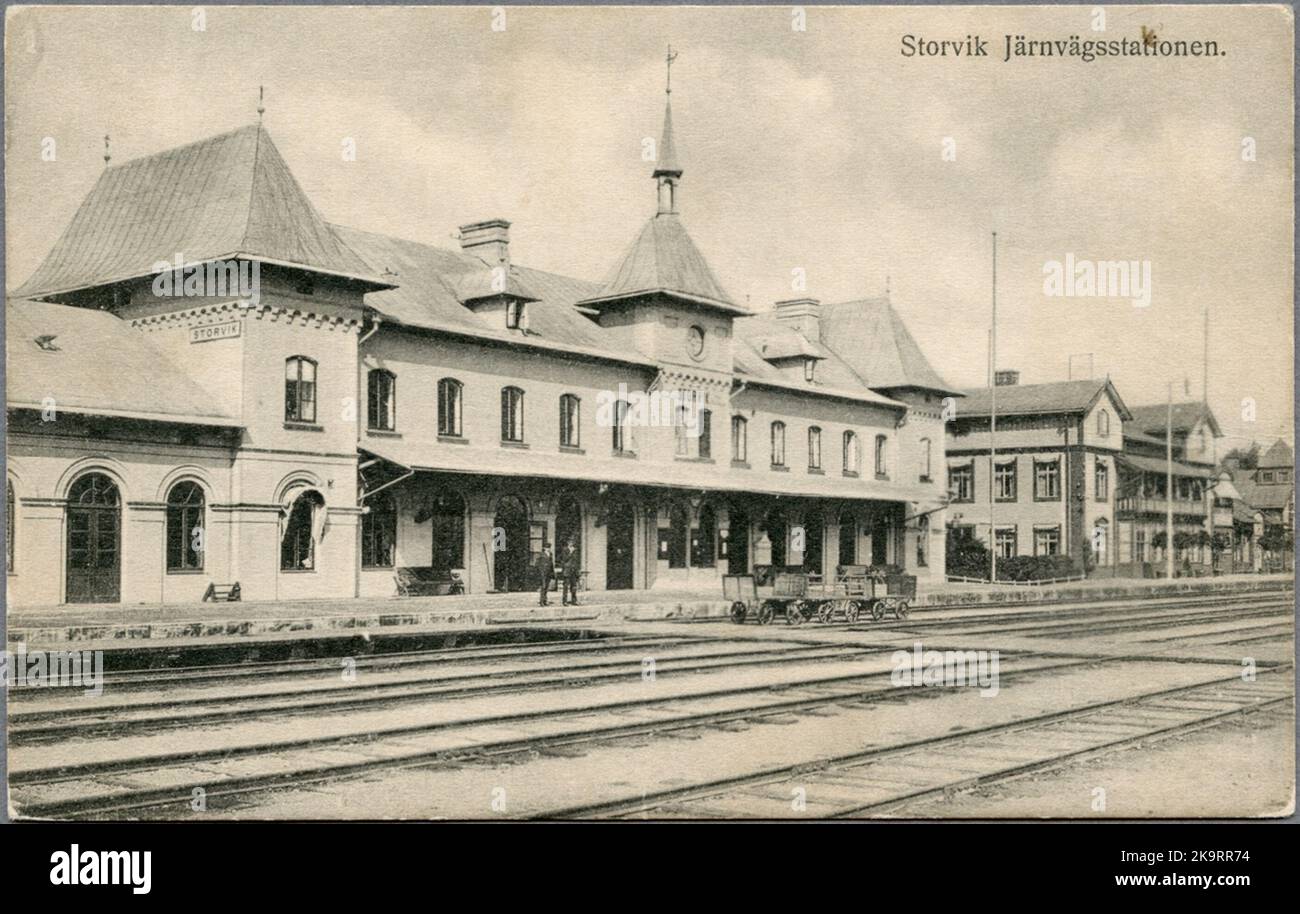 The railway station in Storvik Stock Photo - Alamy