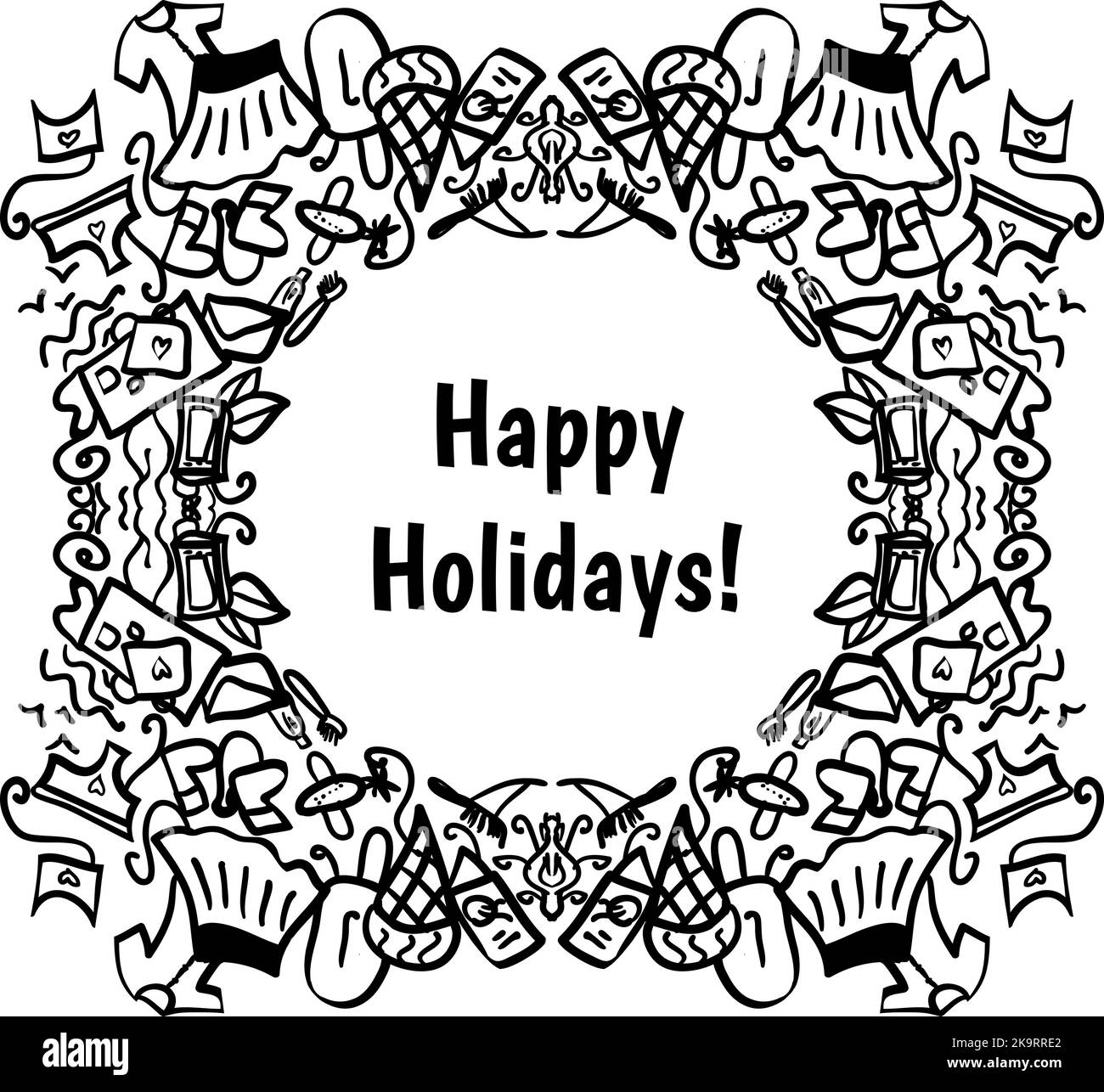 Happy Holidays Clip Art Black And White
