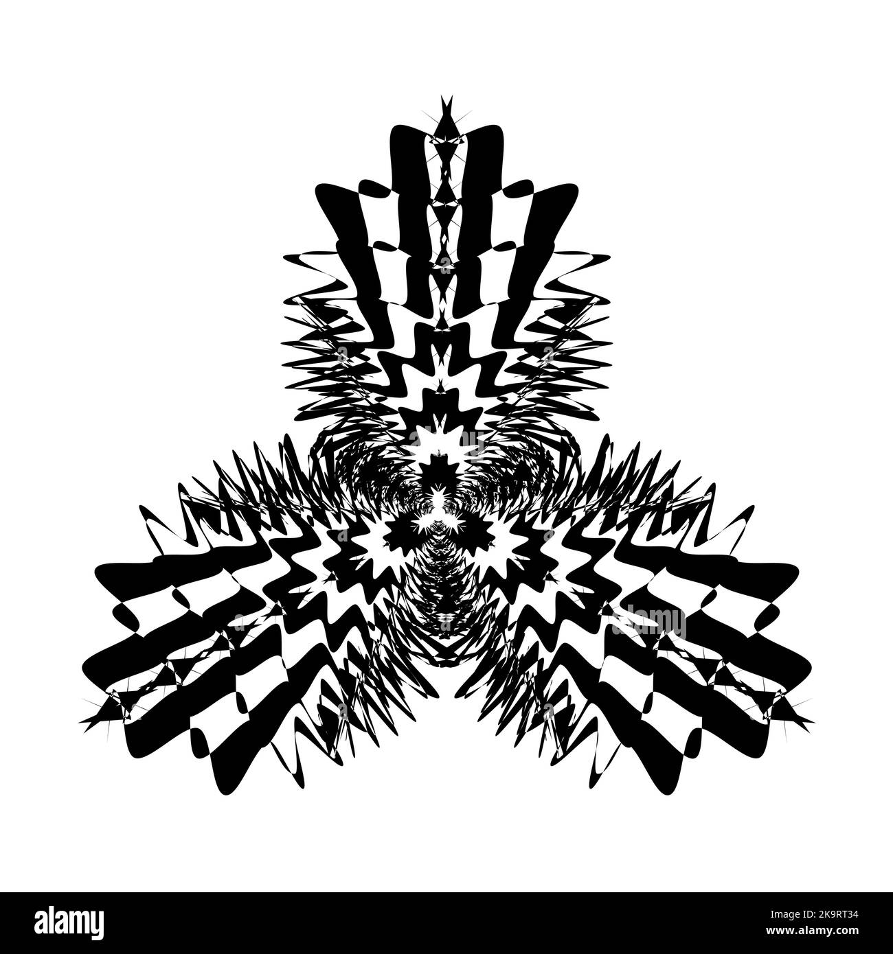 Abstract twisted black and white figure. Optical illusion of distorted ...