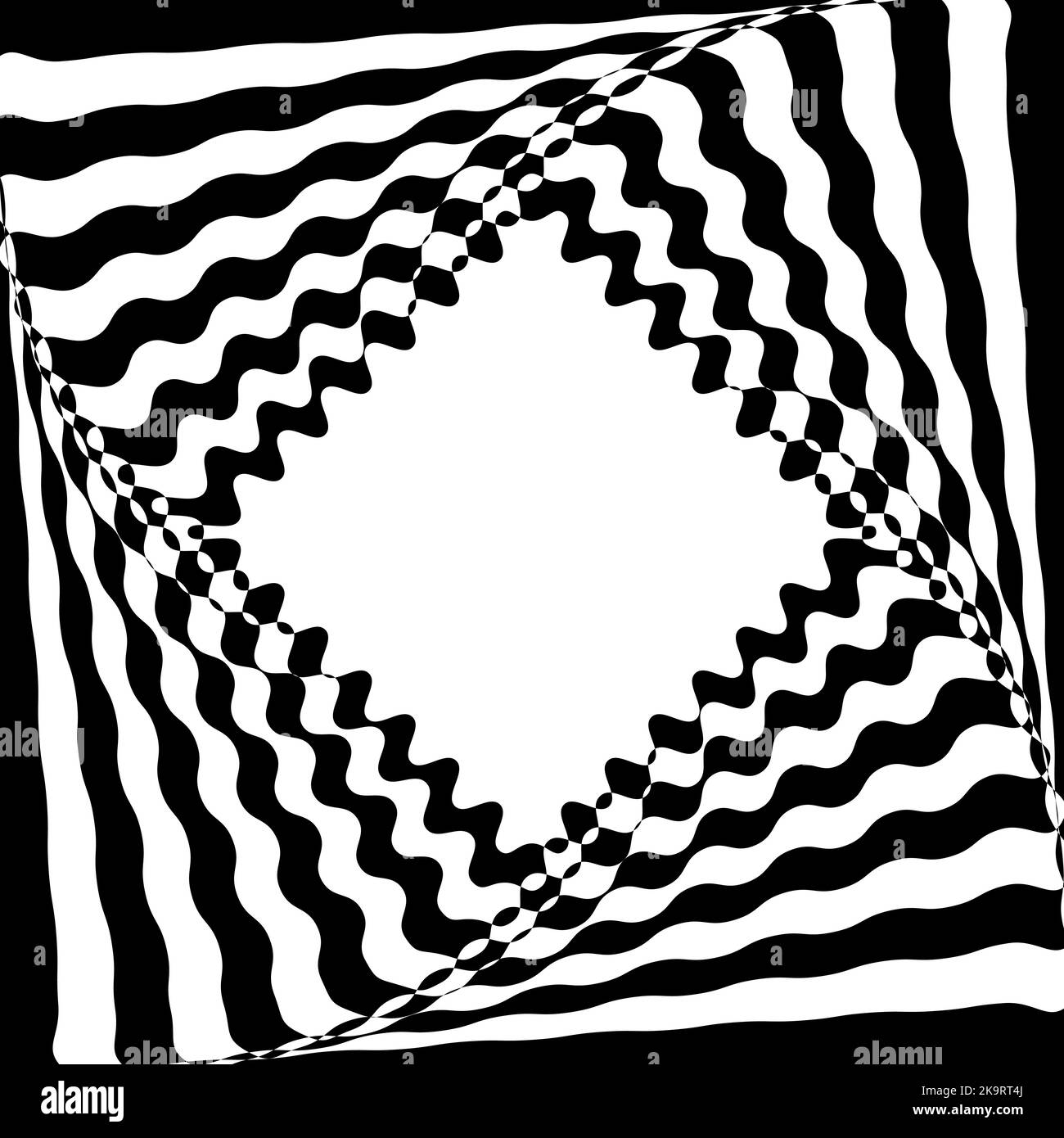 Abstract twisted black and white background. Optical illusion of ...