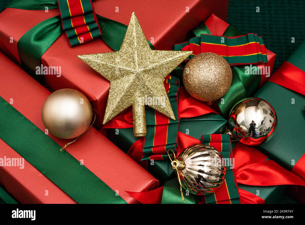 a lot of red and green boxes Stock Photo - Alamy