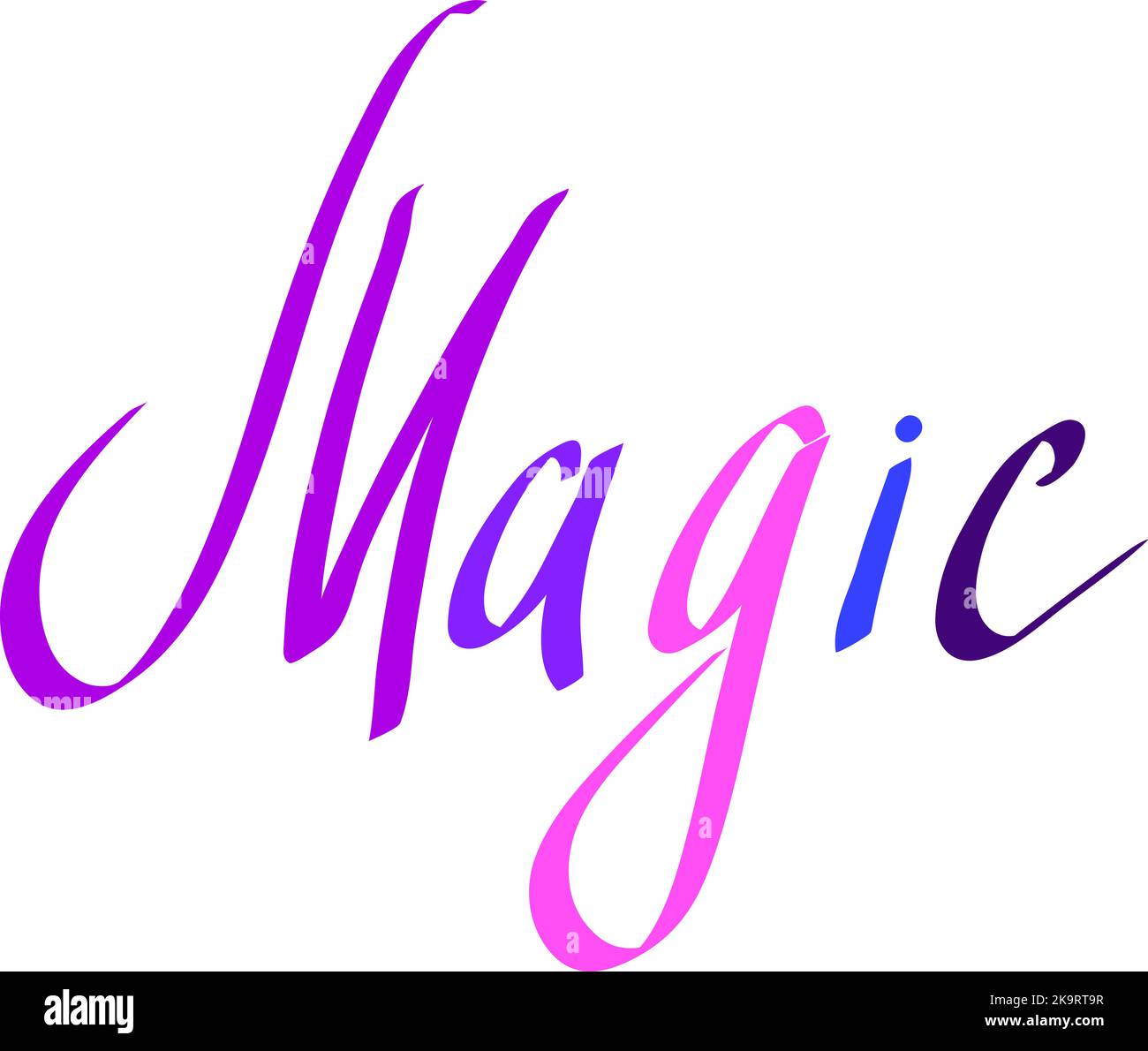 Magic colorful text on white background. Hand drawn lettering. Vector ...