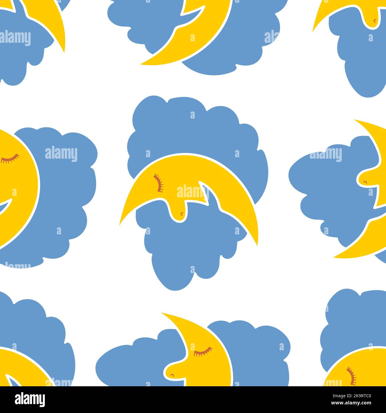 Seamless background. Decorative pattern with cartoon style moon and ...