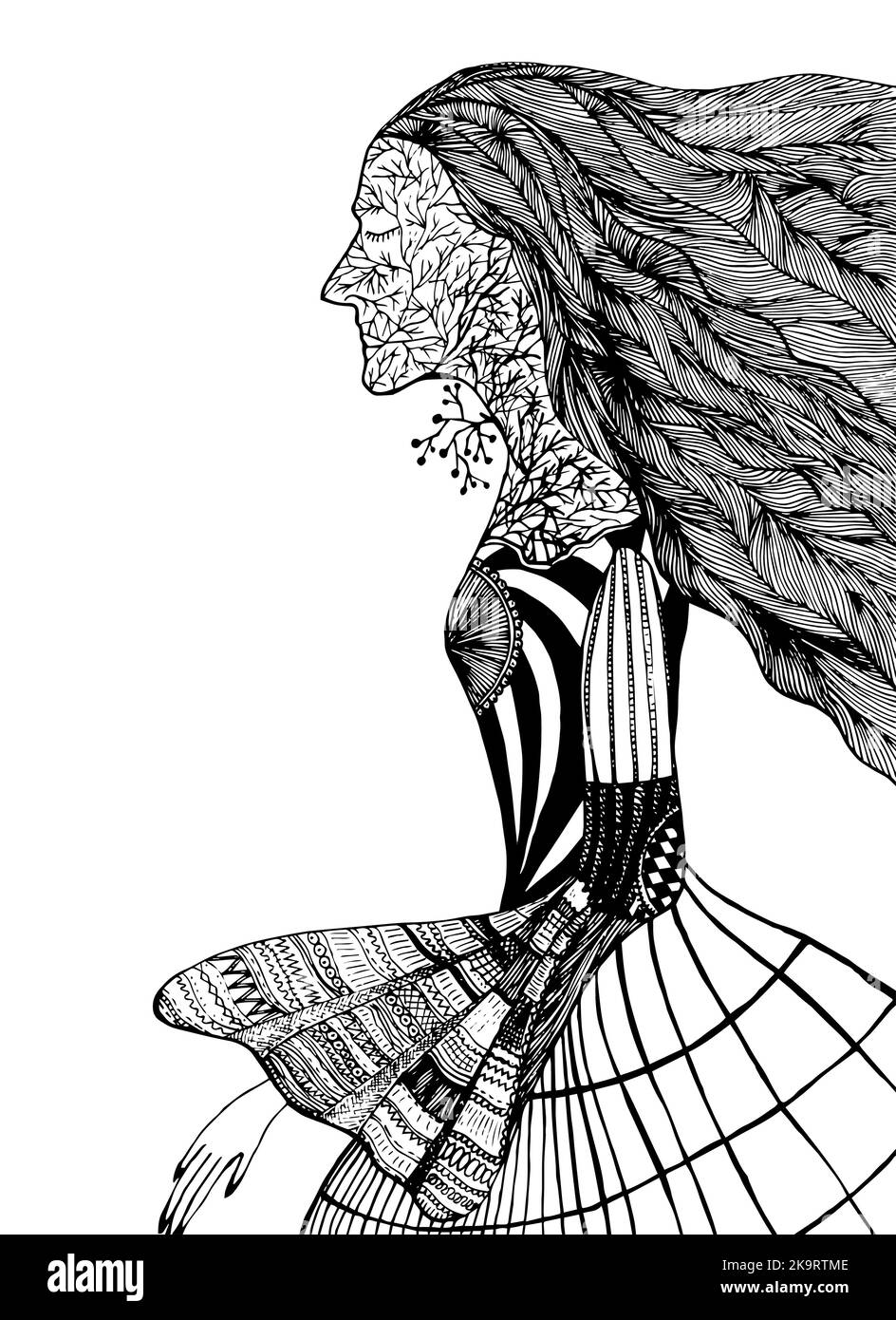 Abstract girls image. Doodle-art Stock Vector Image & Art - Alamy