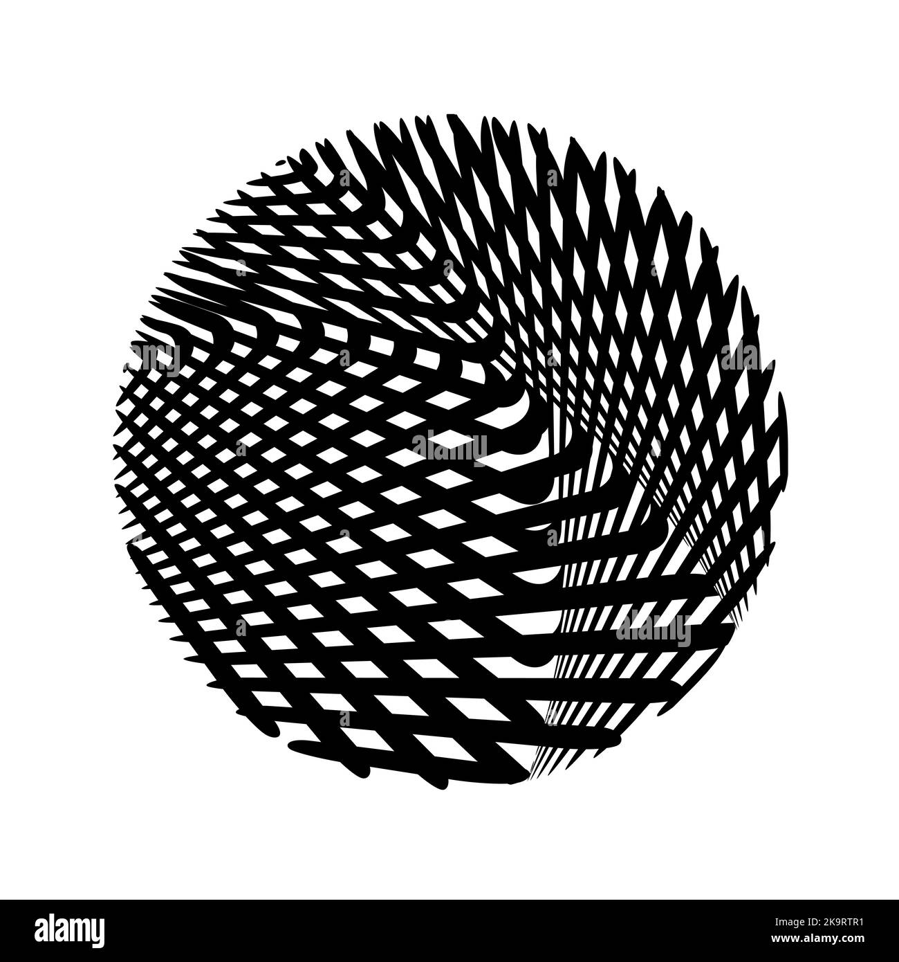 Abstract twisted black and white round background. Optical illusion of ...