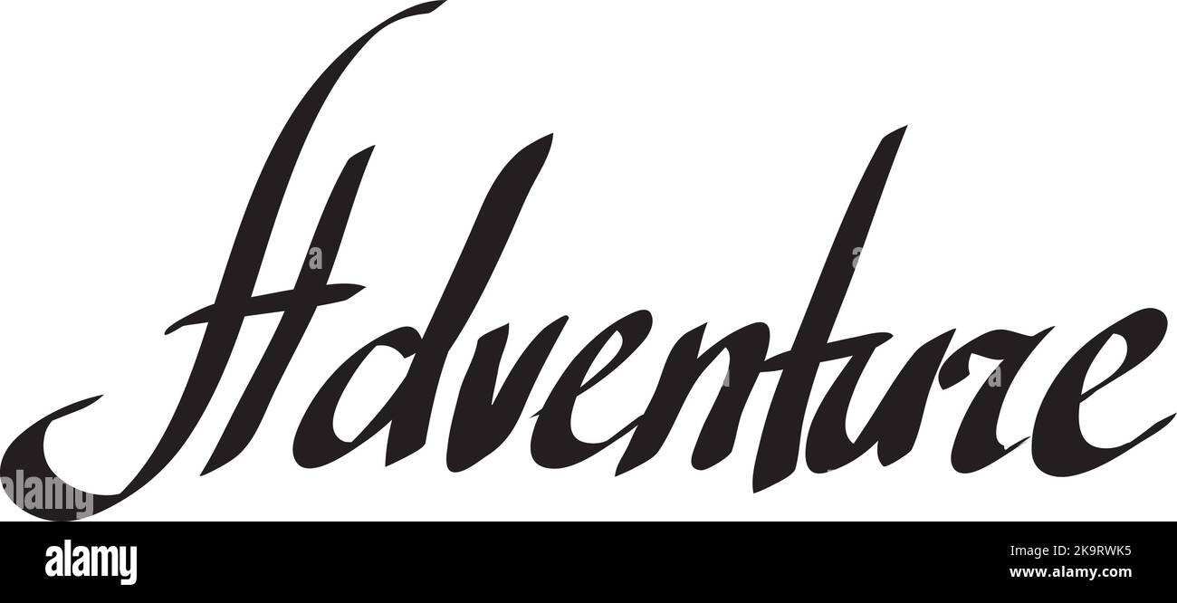 Adventure word on white background. Hand drawn lettering. Vector ...