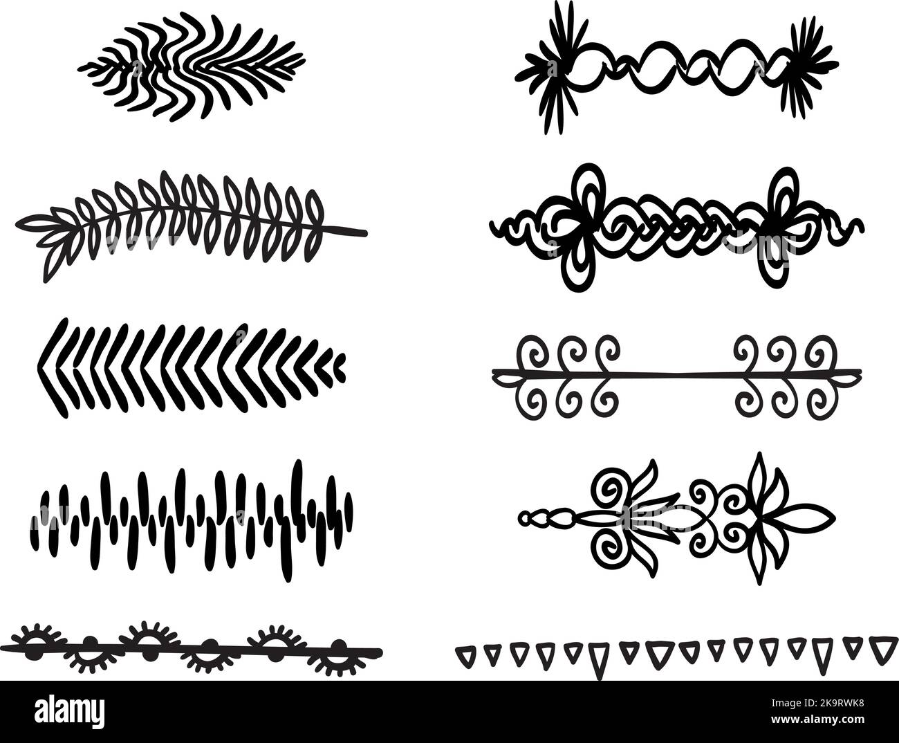 Abstract set of hand drawn borders and elements for design Stock Vector ...
