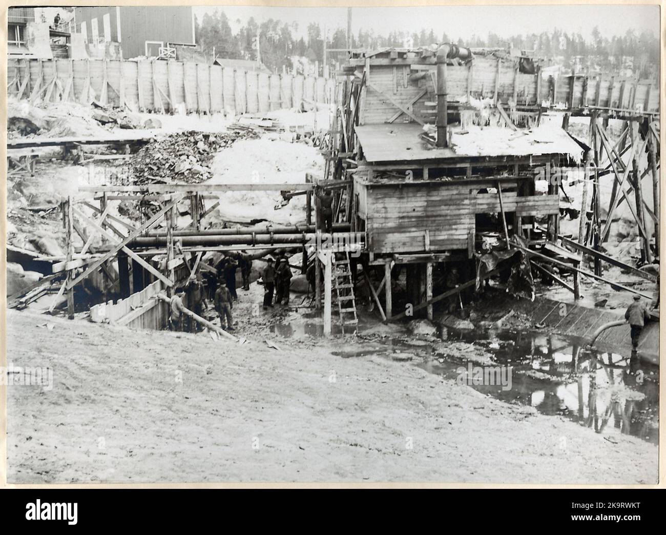 Reinforcement work of the railway bridge over the Pite River at Sikfors ...