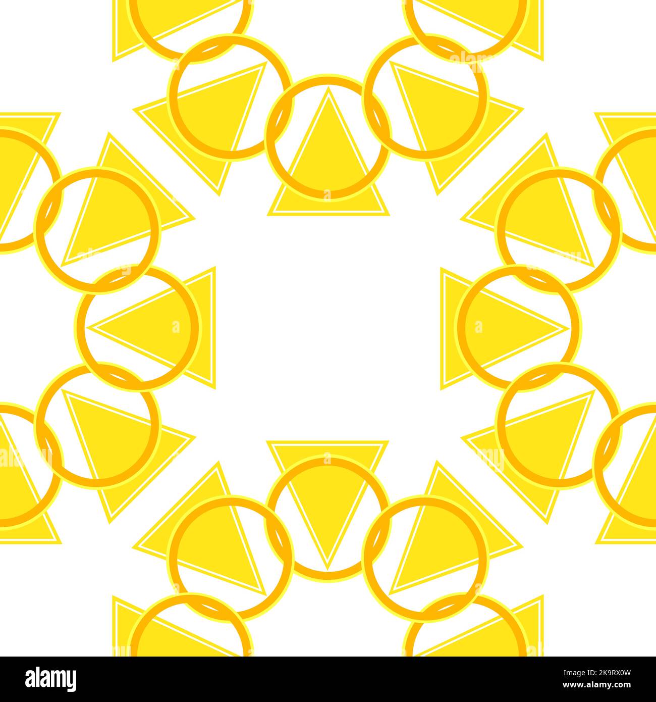 Abstract geometric element pattern with circles and yellow triangle ...