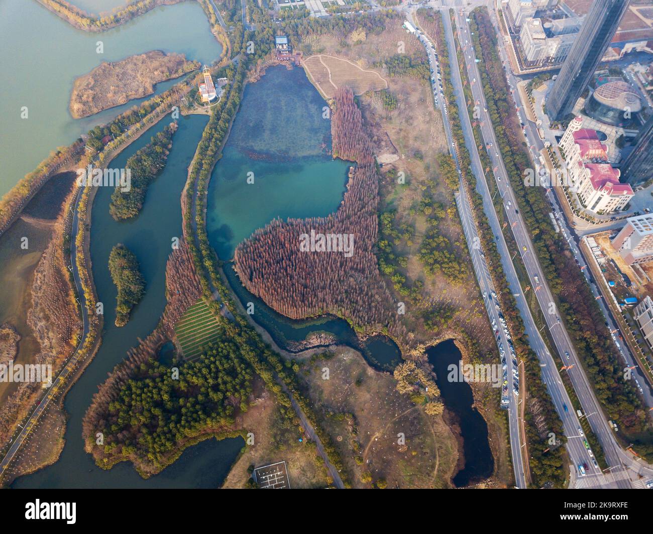 Aerial view, forests and lakes Stock Photo - Alamy