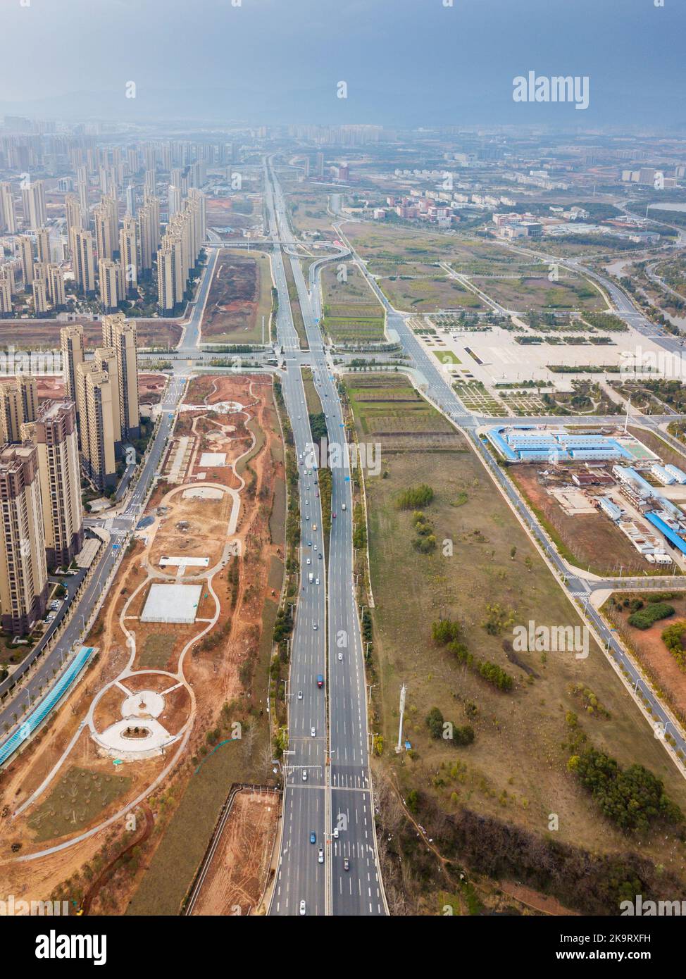 Aerial photography bird-eye view of City viaduct bridge road ...