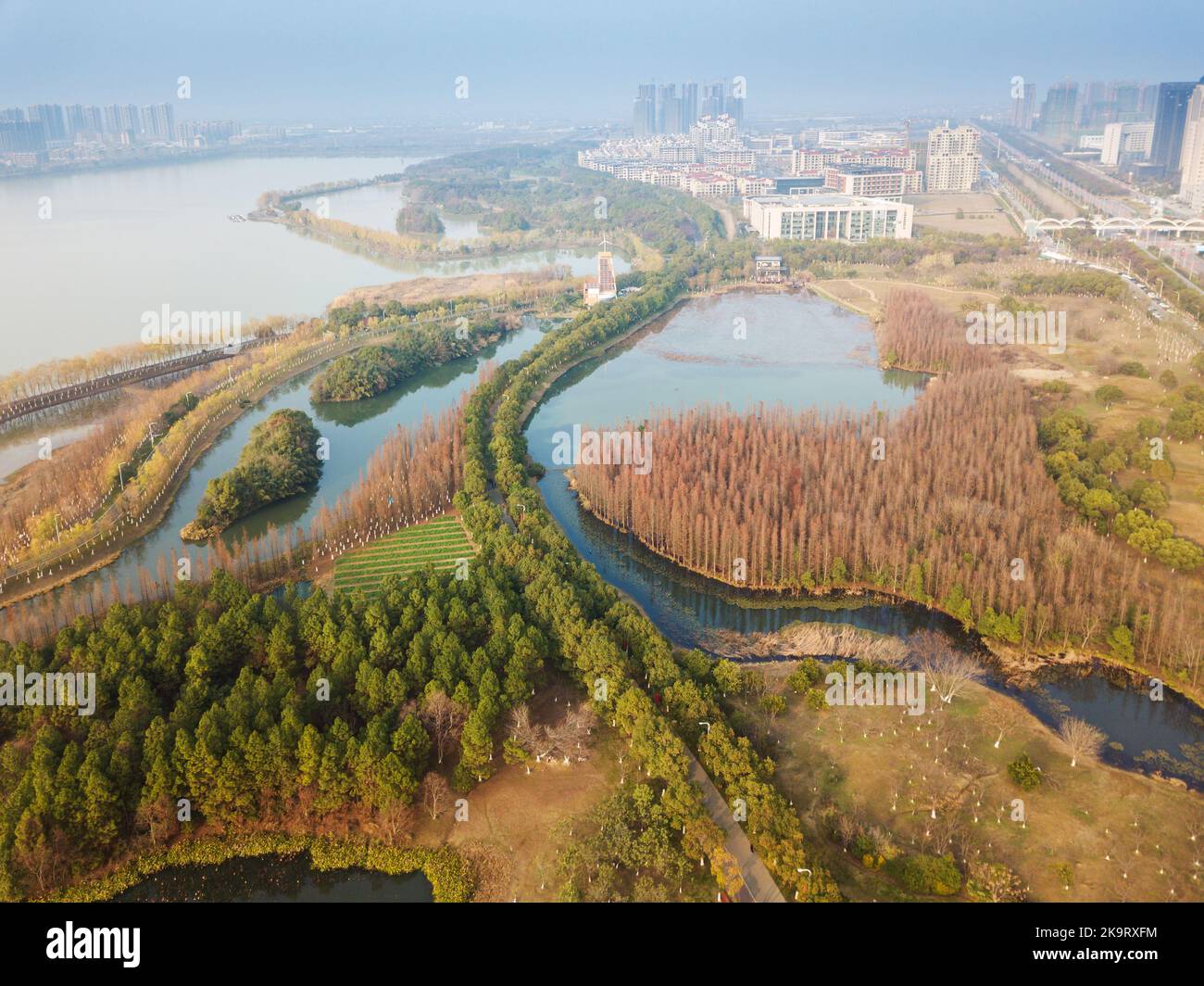 Aerial view, forests and lakes Stock Photo - Alamy