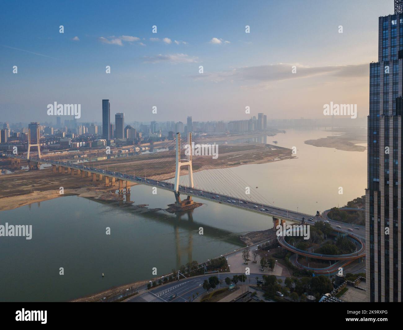 Cable stayed bridge at sunset Stock Photo - Alamy