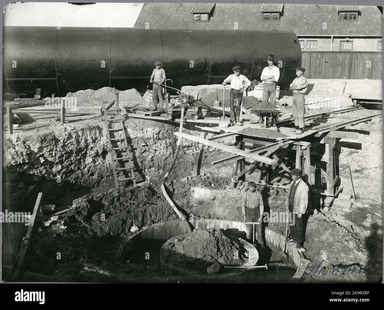 Construction of the foundation for the water tower in Helsingborg Stock ...