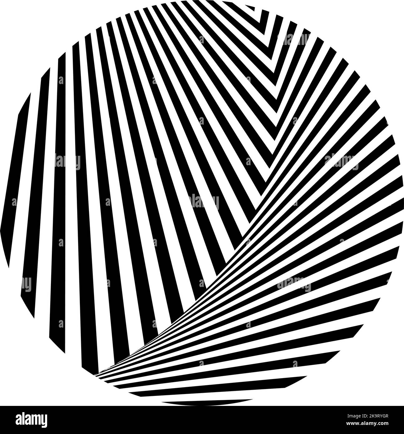 Abstract twisted black and white round background. Optical illusion of ...
