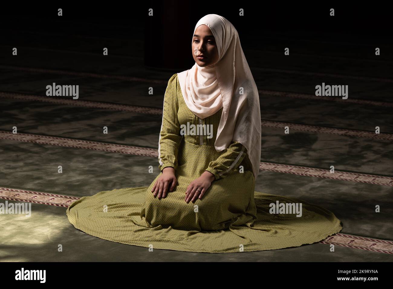 Muslim Woman Who is Wearing the Islamic Long Hijab Khimar Was Praying ...