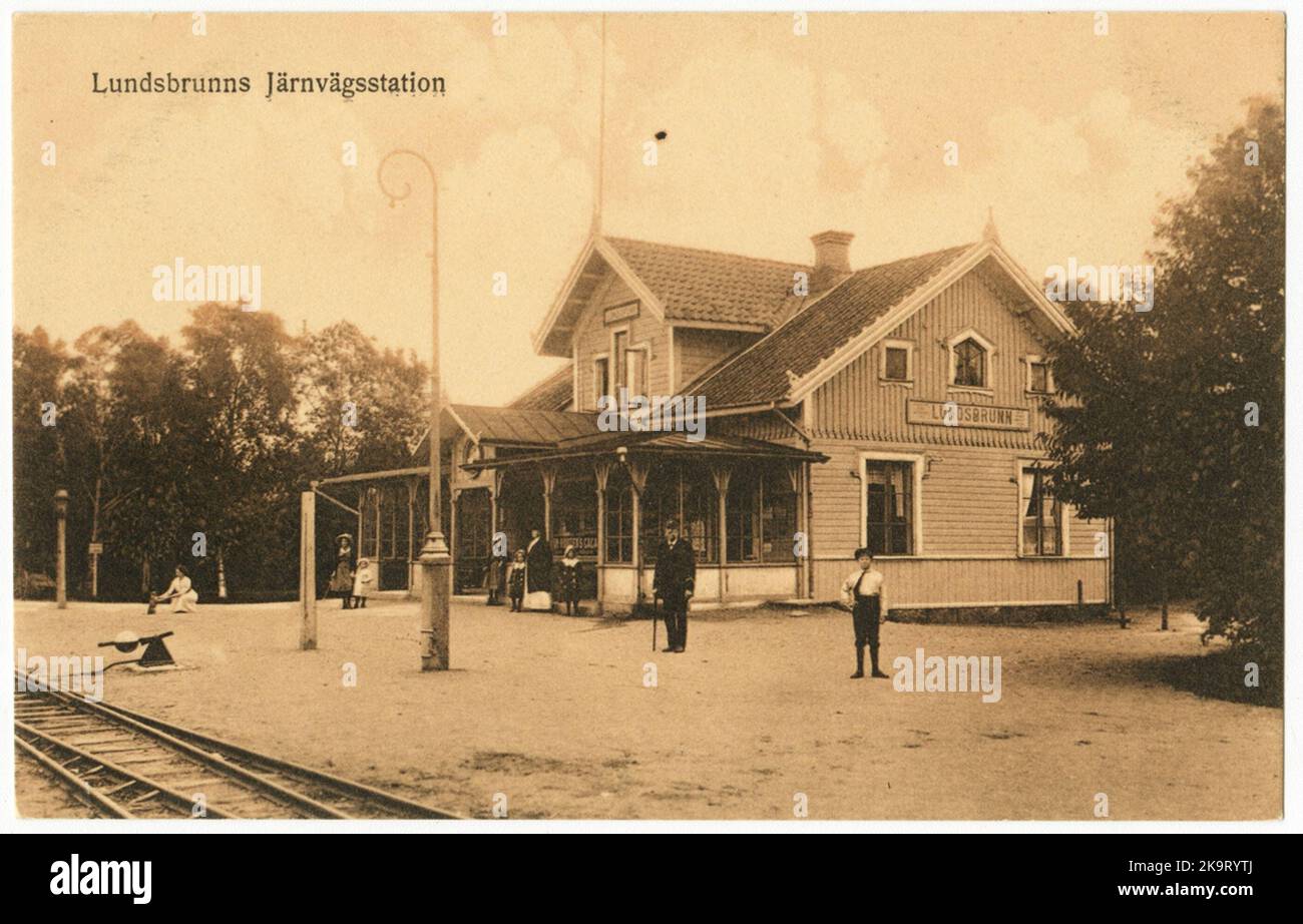 The railway station in Lundsbrunn Stock Photo - Alamy