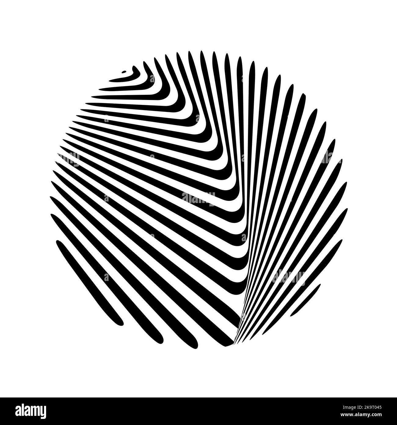 Abstract twisted black and white round background. Optical illusion of ...
