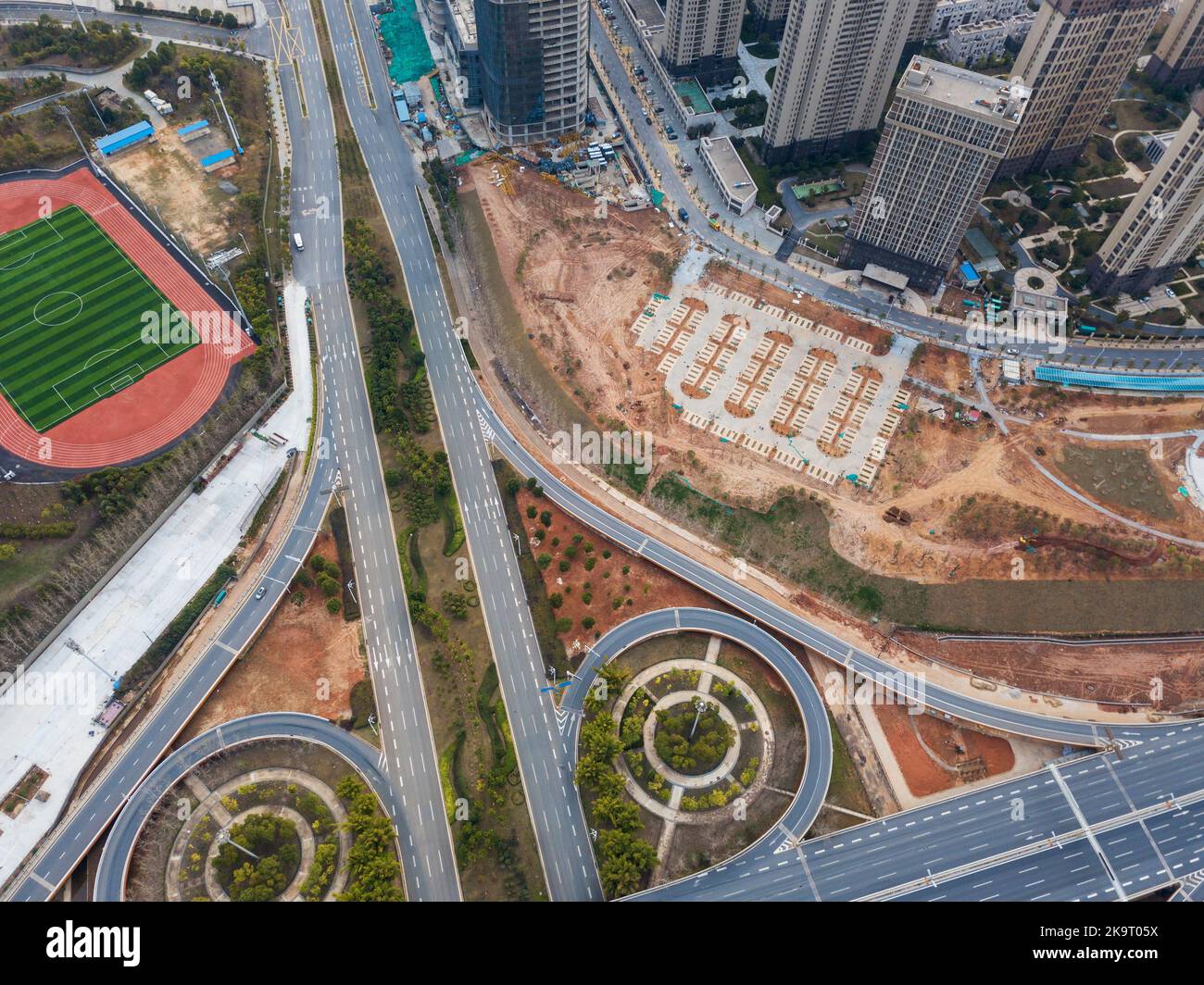 Transport junction traffic road with vehicle movement aerial view by ...