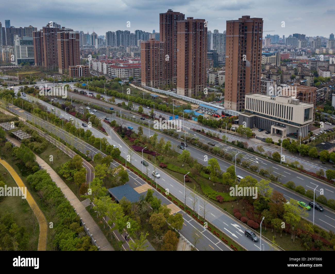 Aerial photography bird-eye view of City viaduct bridge road ...