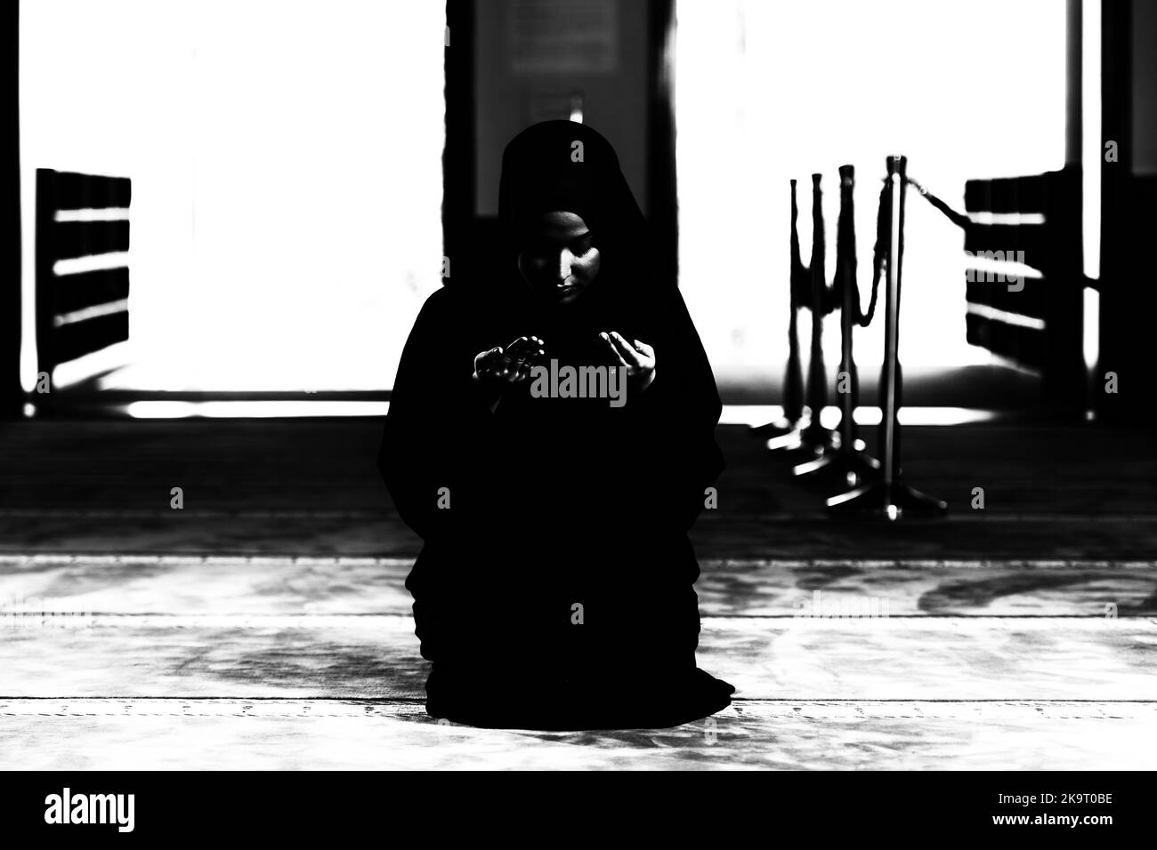 Humble Muslim Woman Holding Hands Up and Praying in Peace Stock Photo ...