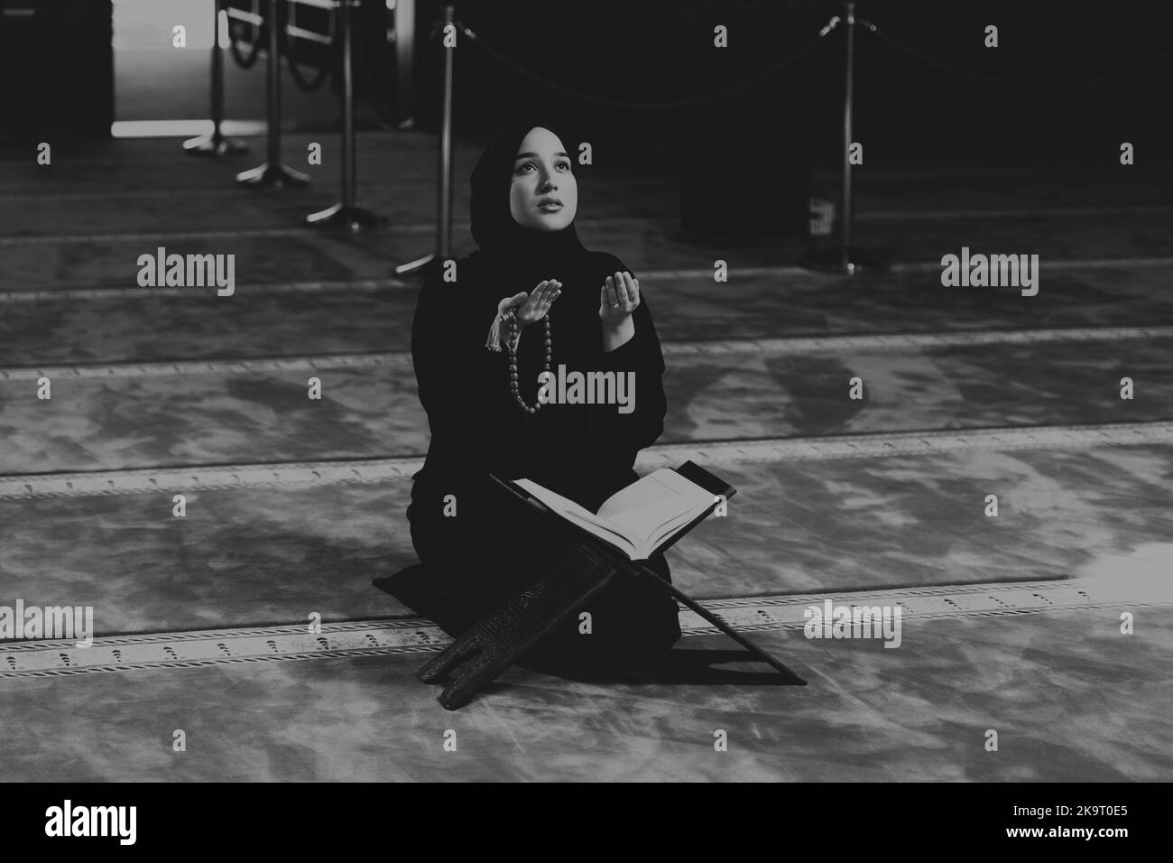 Humble Muslim Woman Holding Hands Up and Praying in Peace Stock Photo ...