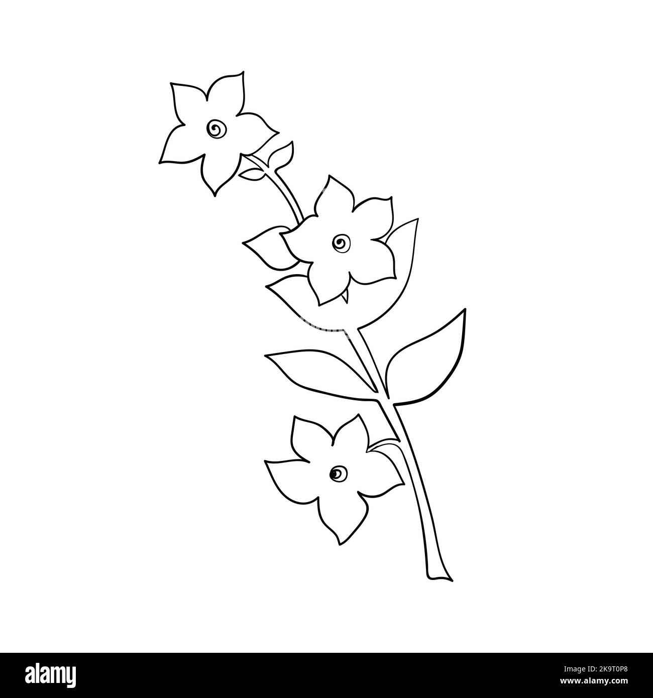 Vector contour flower. Floral design element. Coloring book page detail ...