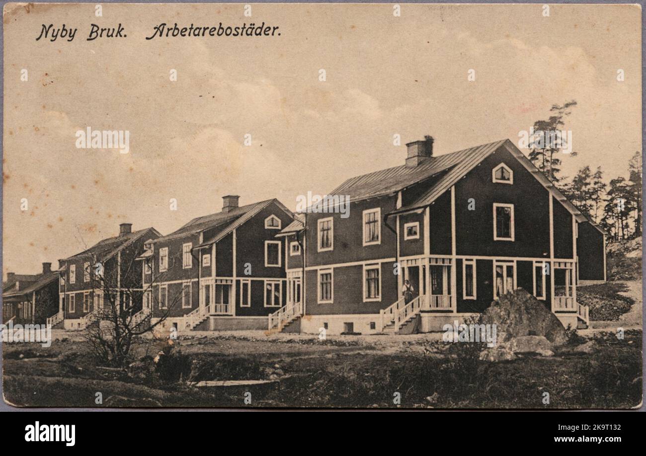 Workers' homes in Nyby Bruk Stock Photo - Alamy
