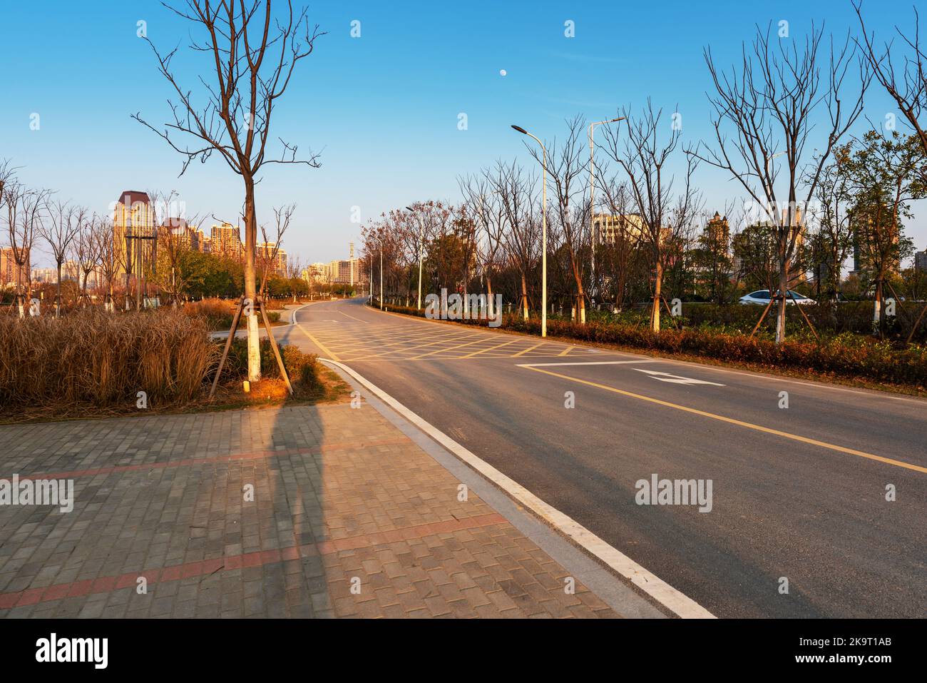 Empty urban road and buildings in China Stock Photo - Alamy