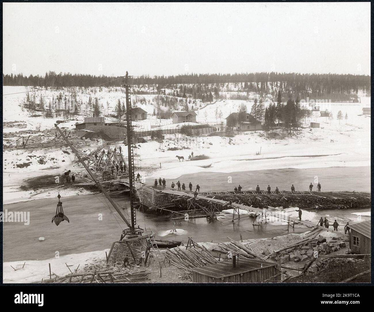 Construction of bridge over the Skellefte River is ongoing, on the line ...