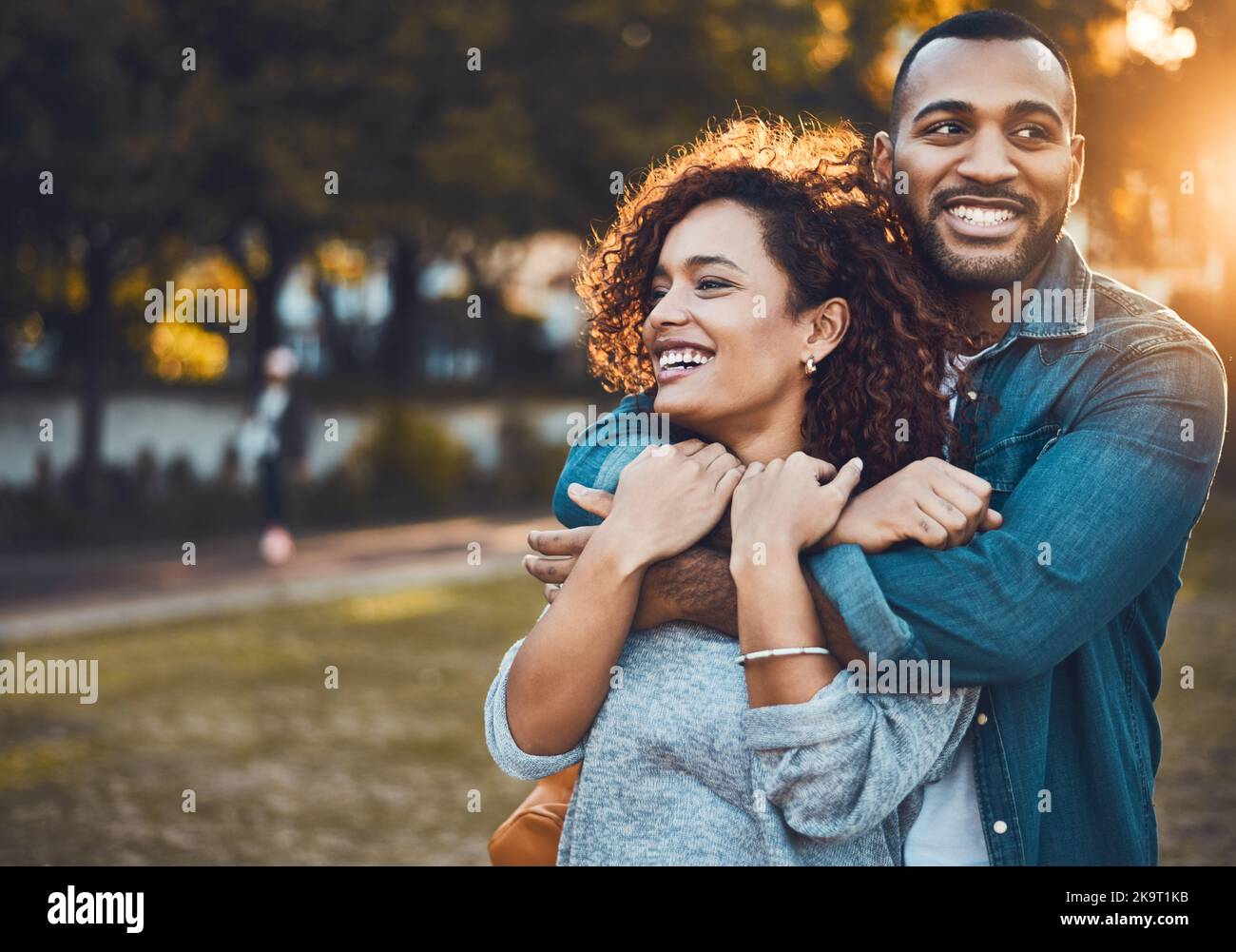 Theyre inseparable. an affectionate young couple bonding together ...