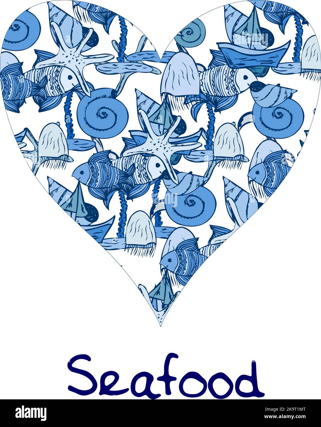 Seafood label, sign or stamp on white background Stock Vector Image ...