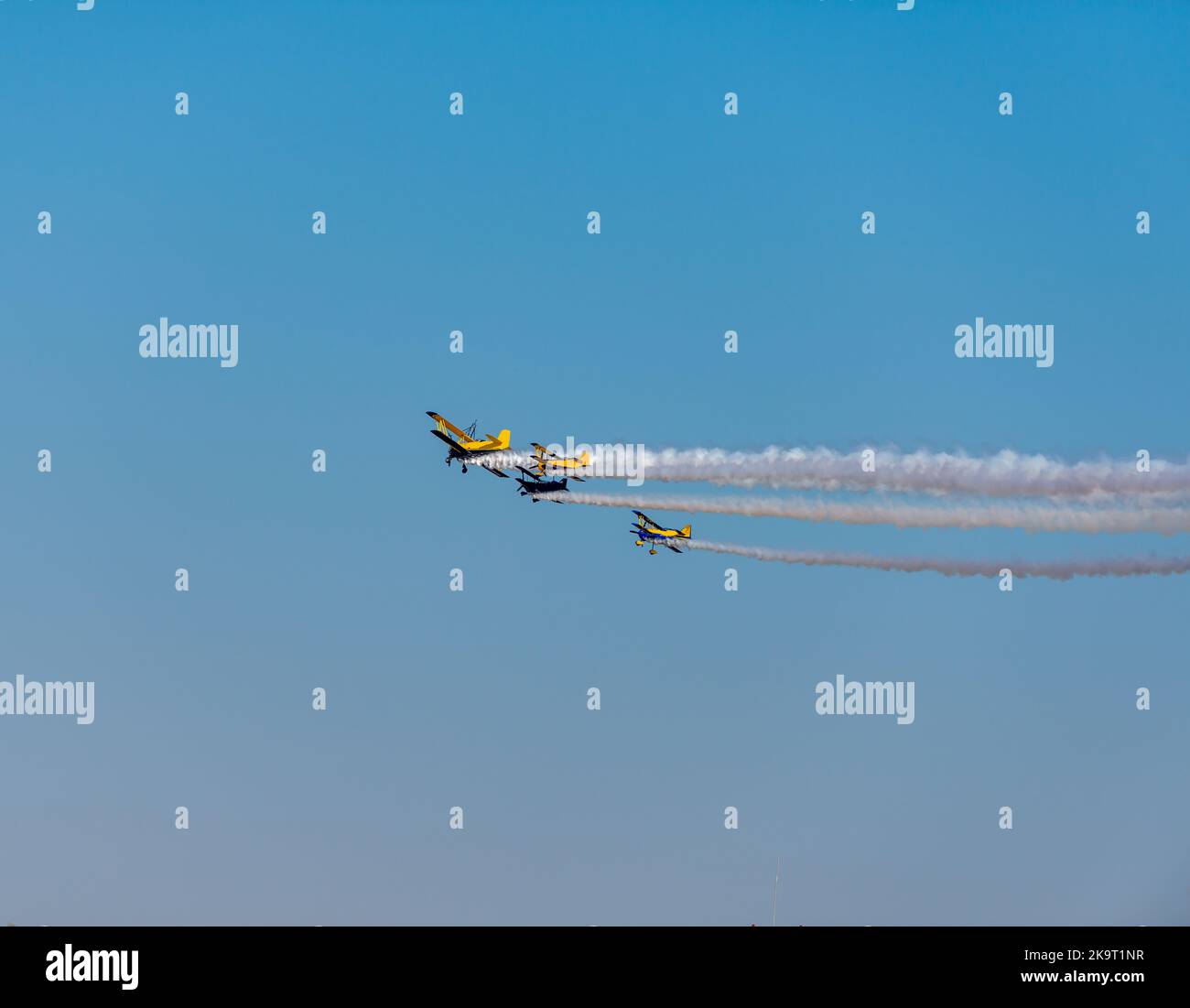 Airplanes on airshow. Aerobatic team performs flight at air show Stock ...