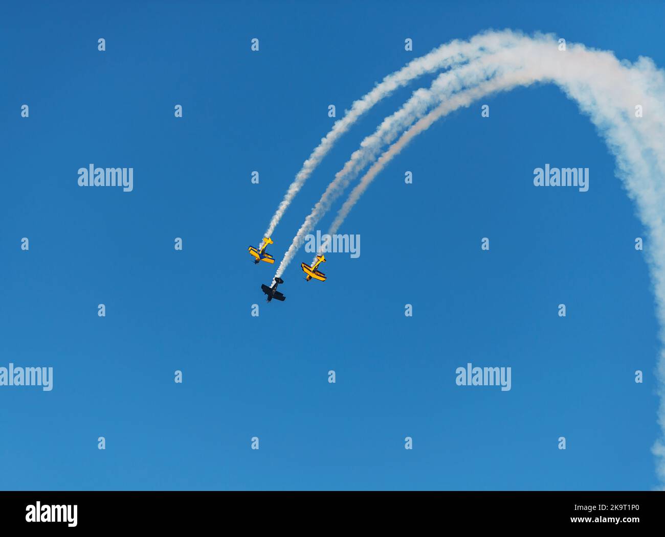 Airplanes on airshow. Aerobatic team performs flight at air show Stock ...