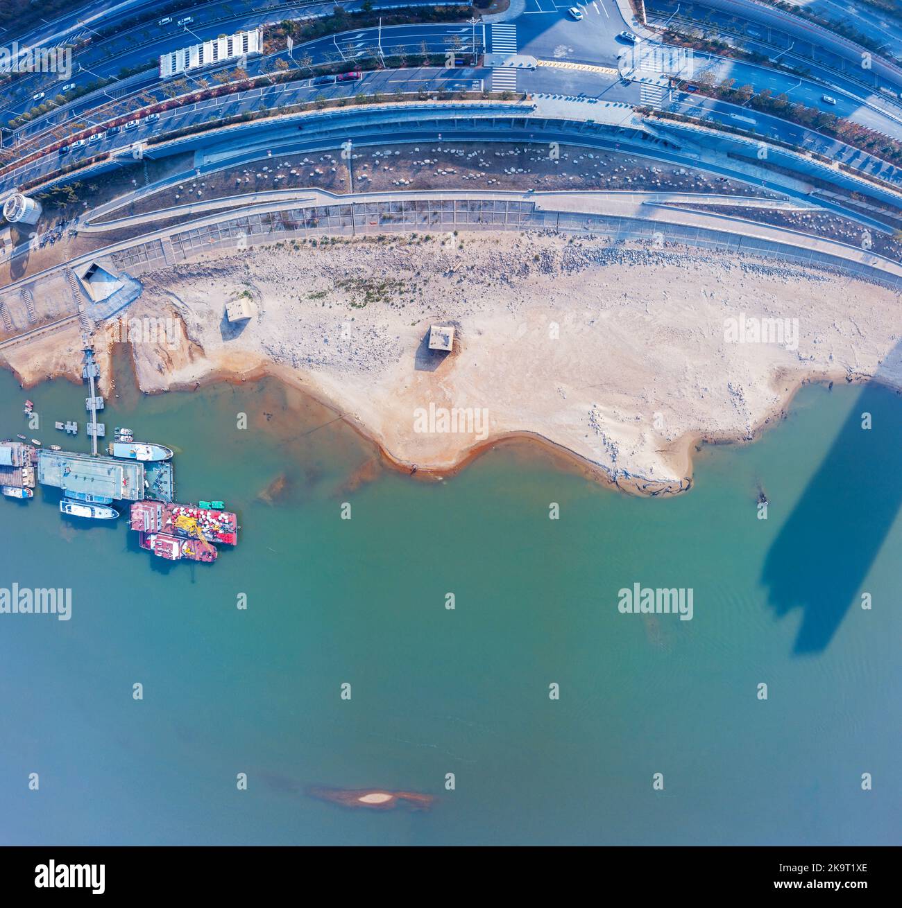 Aerial view of riverbank,the dry river Stock Photo - Alamy
