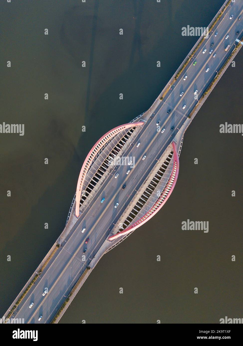 Aerial view, bridge across the river Stock Photo - Alamy
