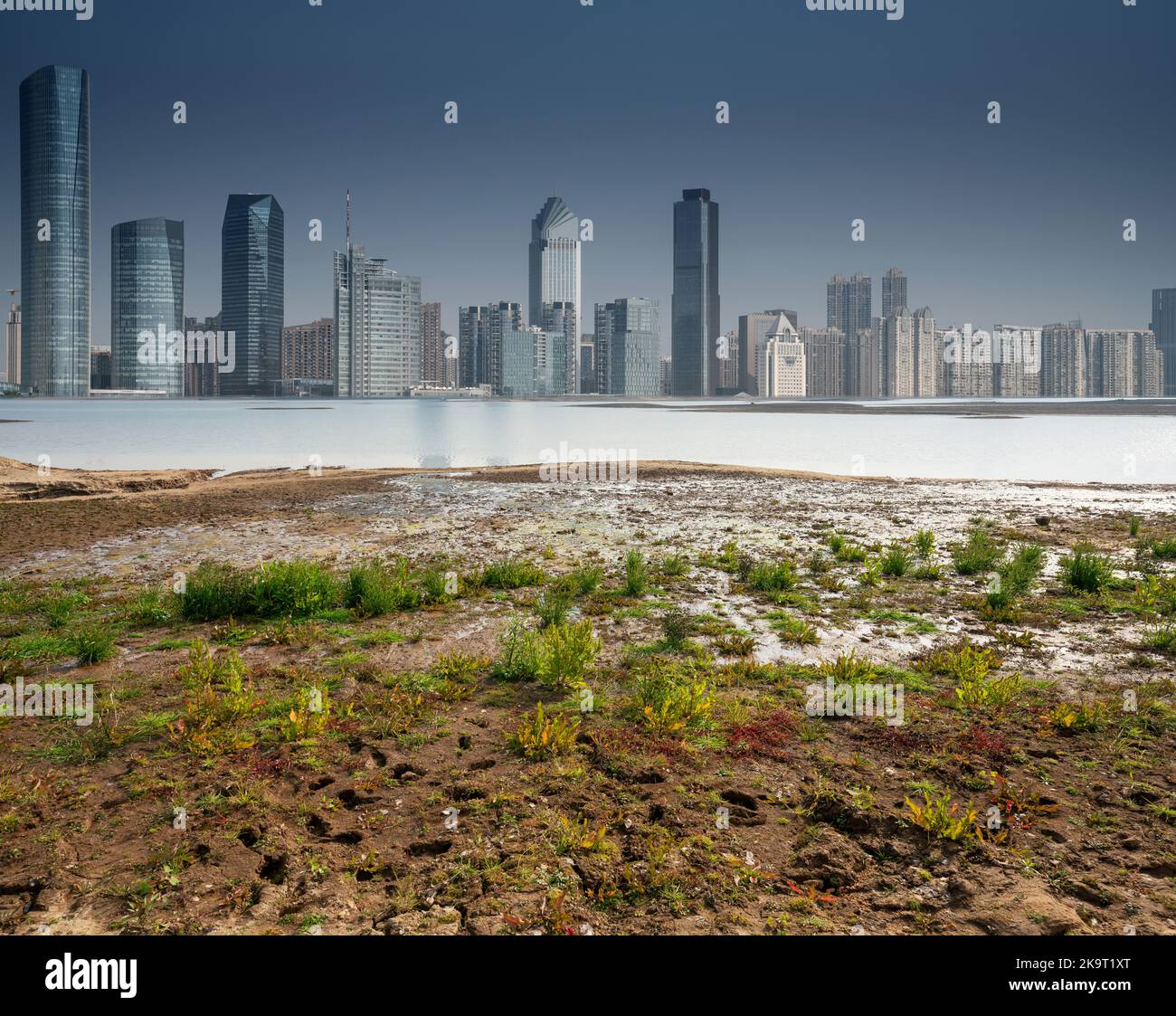 A modern city with dry land Stock Photo - Alamy