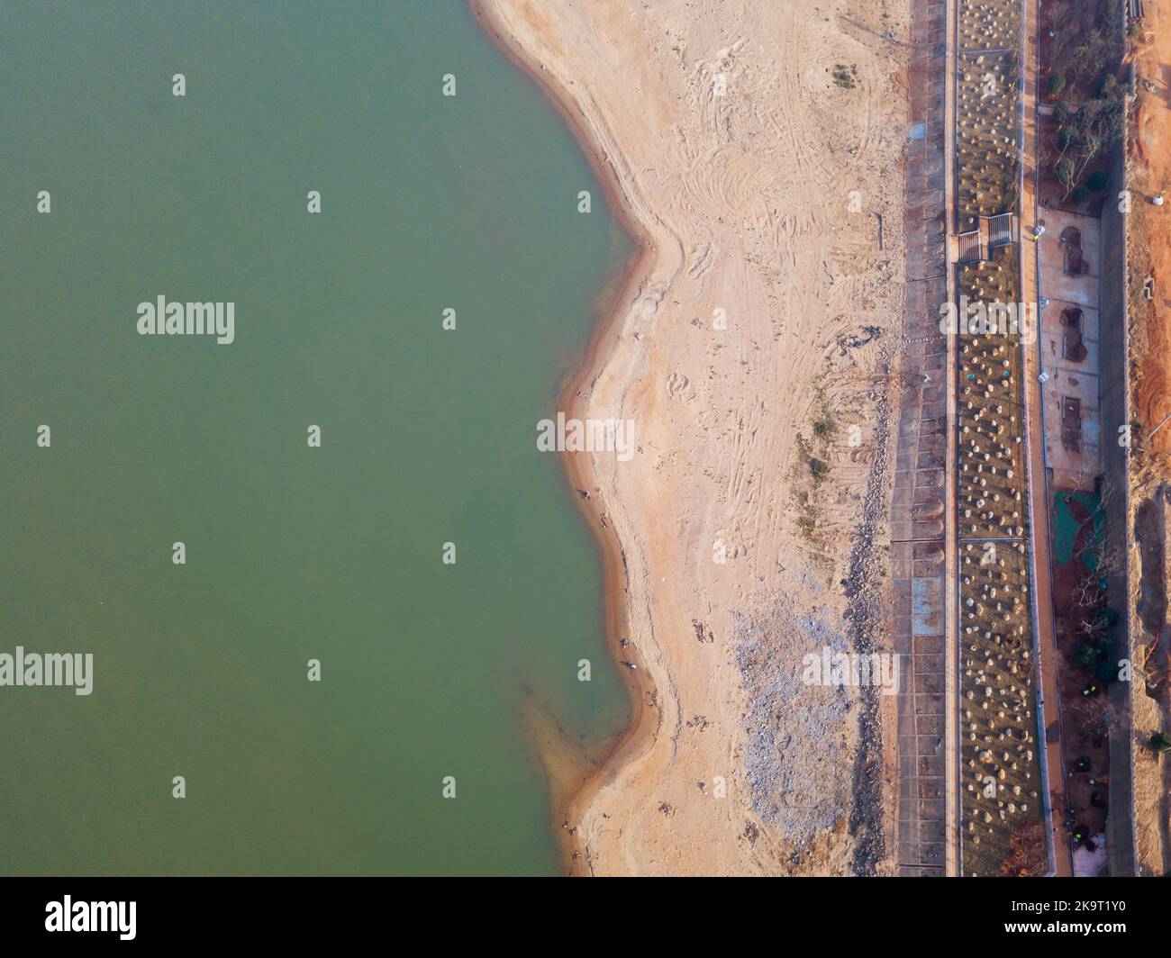 Aerial view of riverbank,the dry river Stock Photo - Alamy
