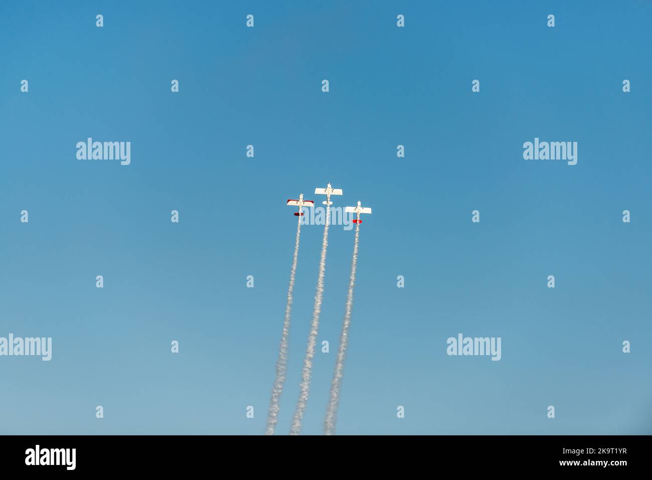 Airplanes on airshow. Aerobatic team performs flight at air show Stock ...