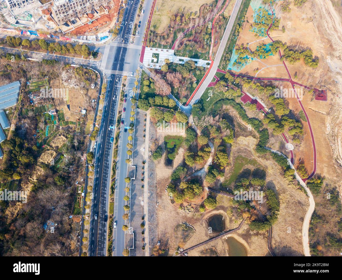 Aerial view of downtown intersection Stock Photo - Alamy