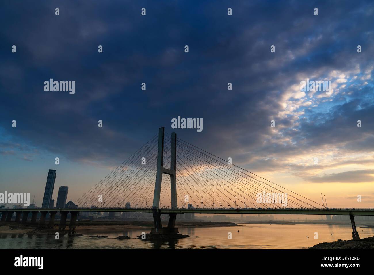 Cable stayed bridge at sunset Stock Photo - Alamy