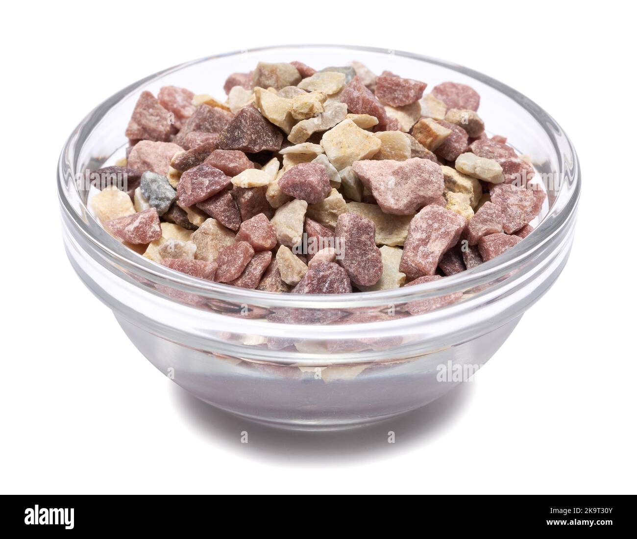 gravel in glass bowl for house plats planting isolated on white ...
