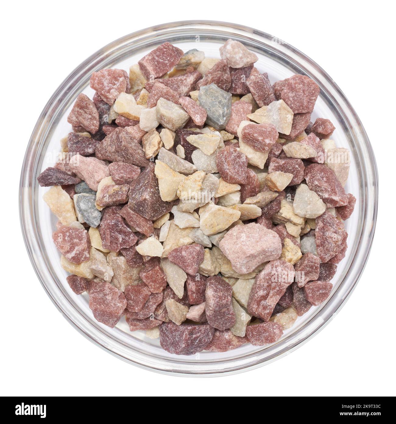 gravel in glass bowl for house plats planting isolated on white ...