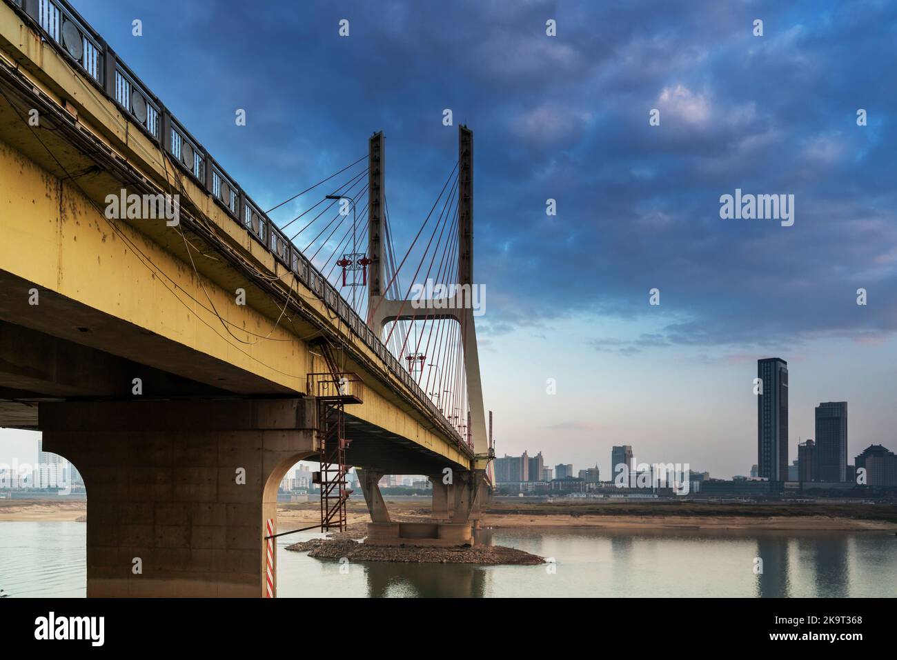 Cable stayed bridge at sunset Stock Photo - Alamy