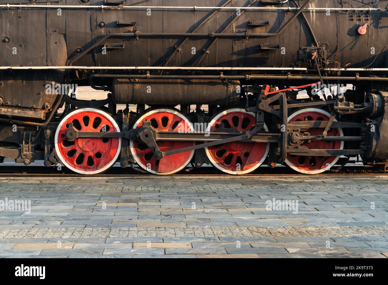 Old steam engine train and parts close-up Stock Photo - Alamy