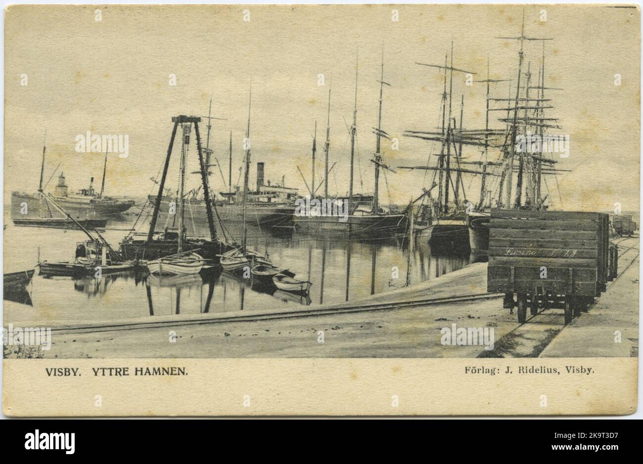 Visby harbor station was opened in the early 1900s. The cargo wagons ...