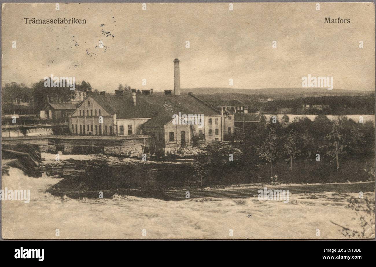 Wooden mass industry in Matfors at Ljungan Stock Photo - Alamy